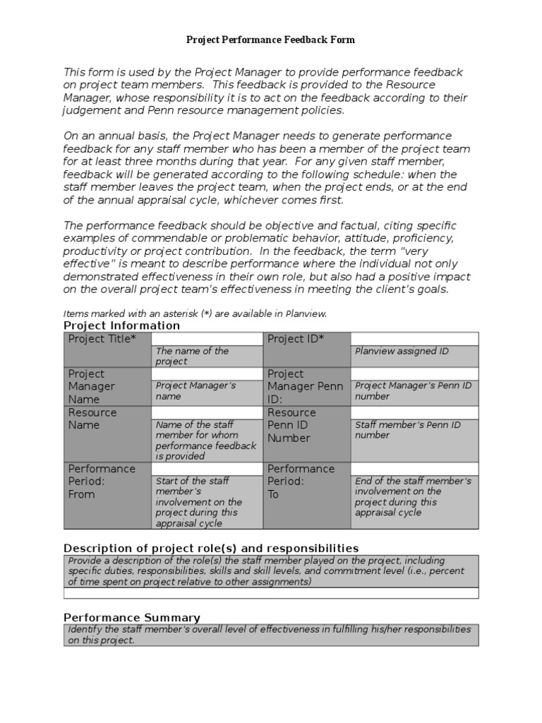 Employee Feedback Form Examples
