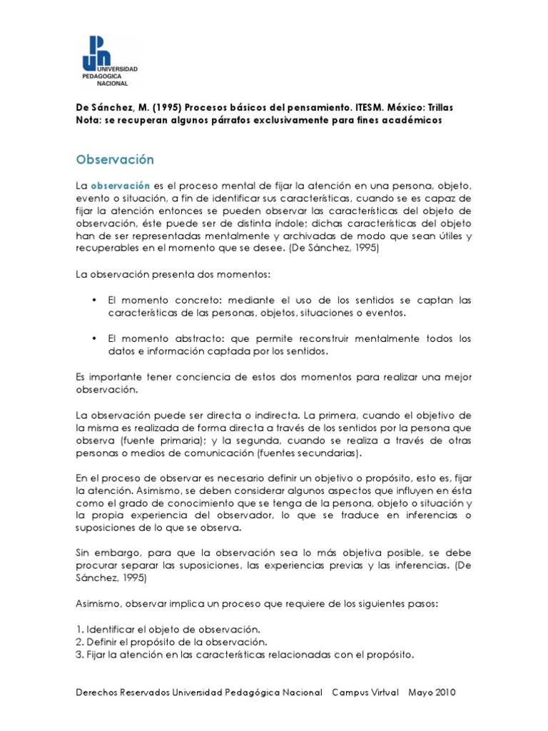 Procesos de Observacion | PDF | Observación | Información