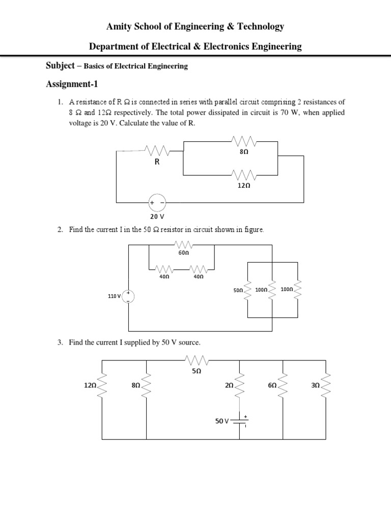 Assignment 1 | PDF | Series And Parallel Circuits | Electric Current
