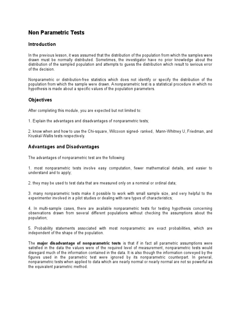 Non Parametric Tests | PDF | Correlation And Dependence | Statistical ...