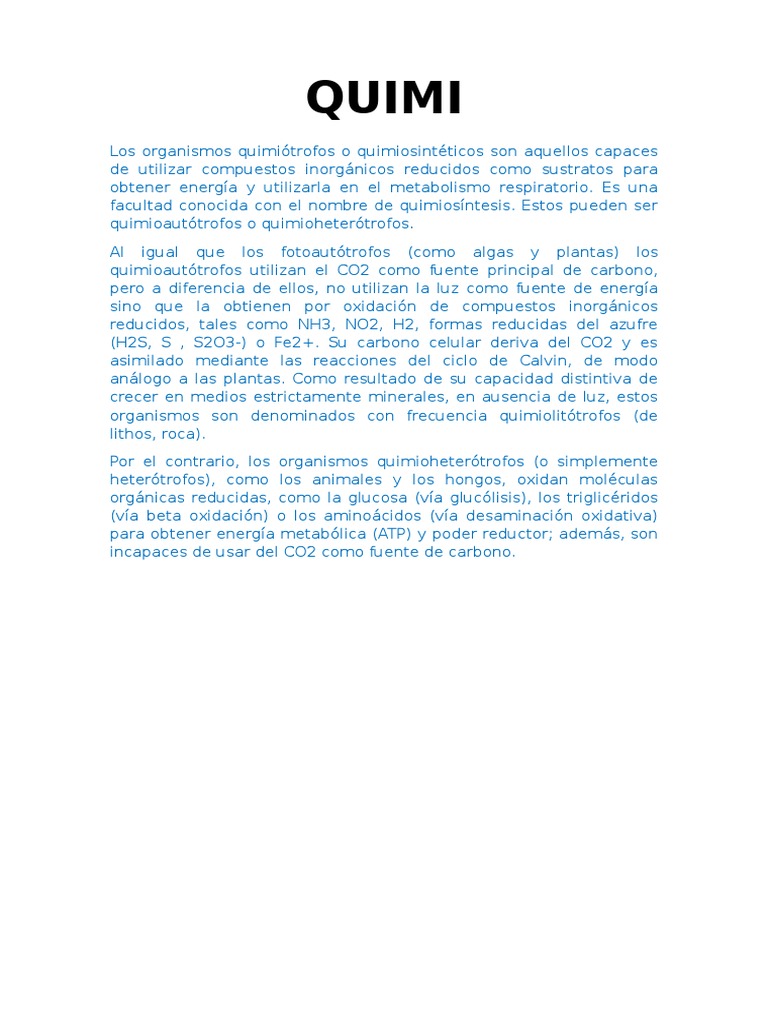 Los Organismos Quimiótrofos | PDF | Química | Biología