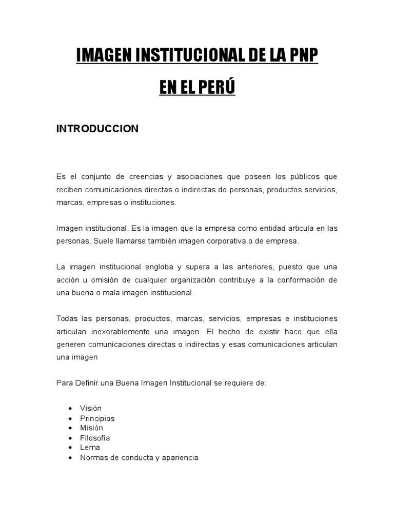 Imagen Institucional de La PNP | PDF | Imagen | Publicidad
