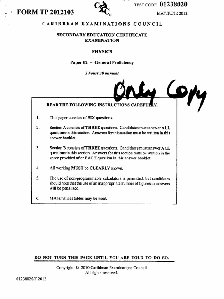 2012 Physics Paper 2 | PDF