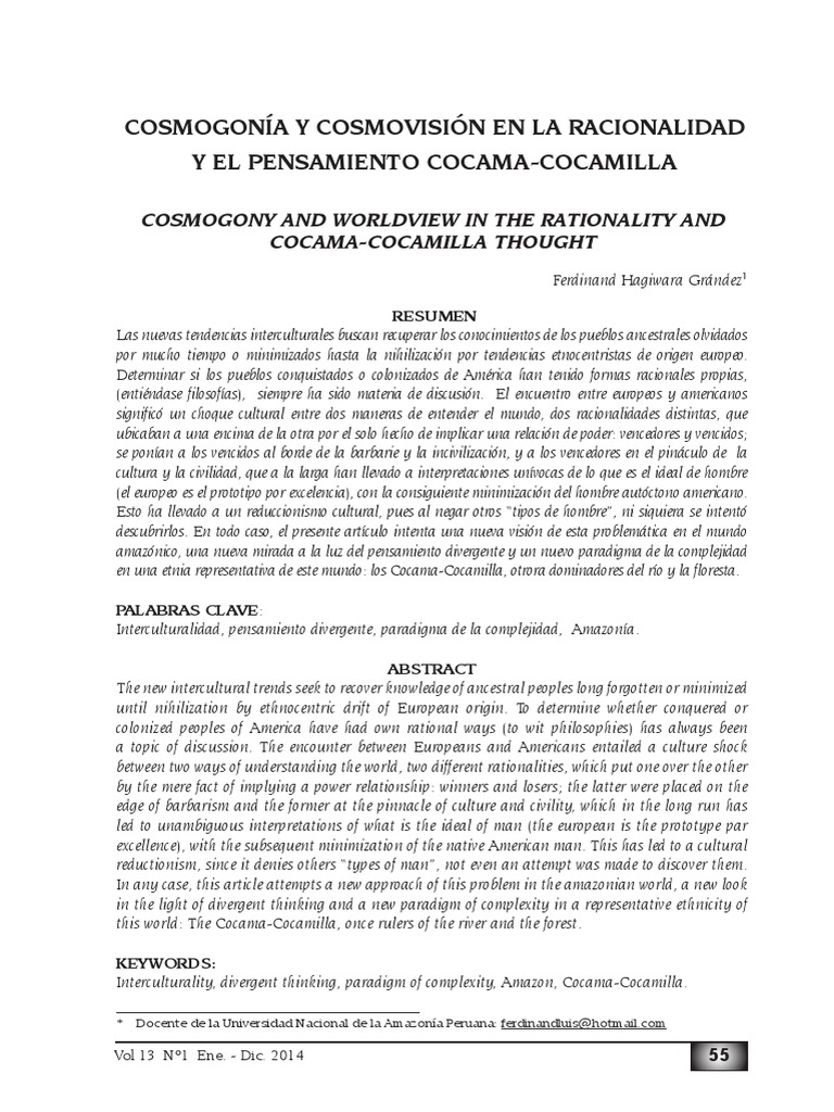 Cosmologia Cocama Cocamilla | PDF | Realidad | Visión del mundo