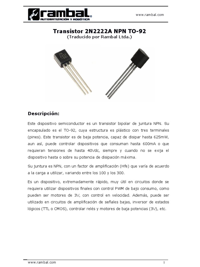 2n2222a NPN To92 | PDF