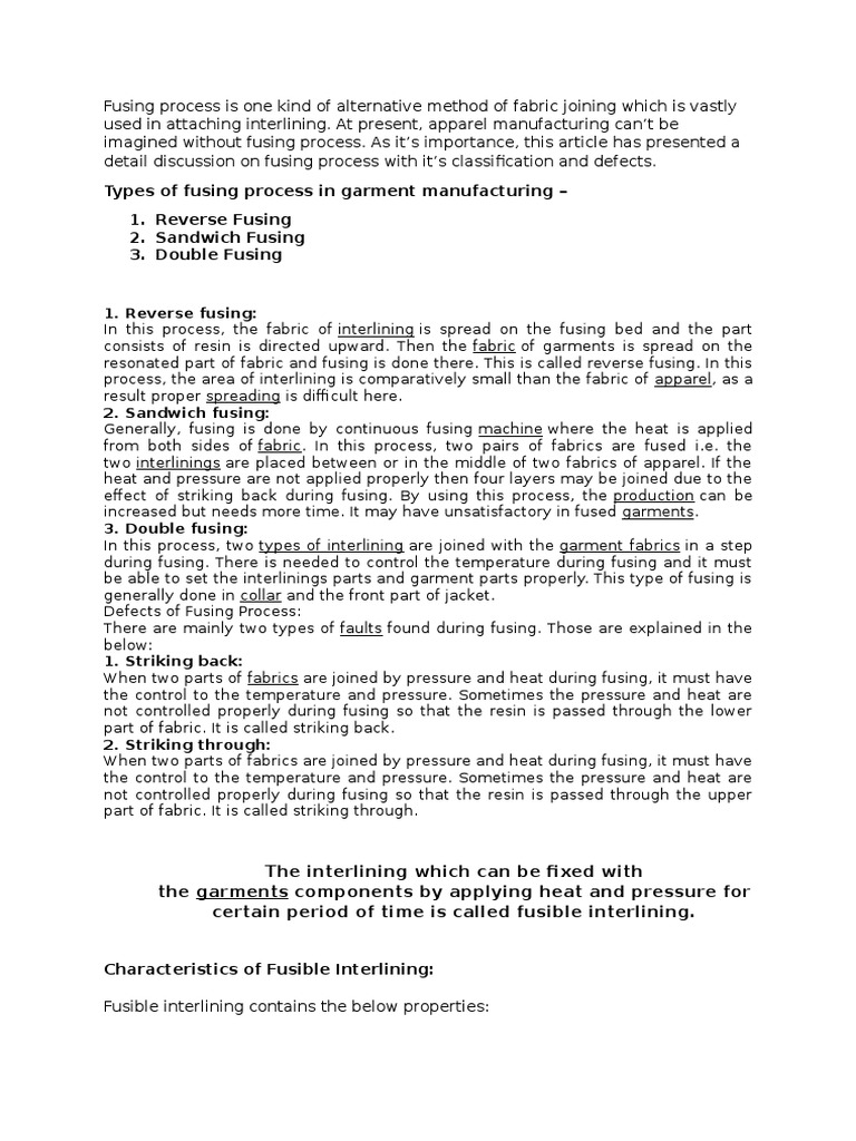 Fusing Process Is One Kind of Alternative Method of Fabric Joining ...