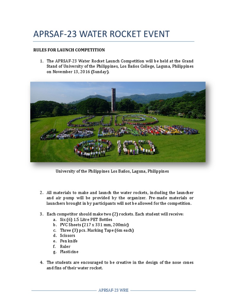 Water Rocket Challenge Competition Rules | PDF | Rocket | Spaceflight ...