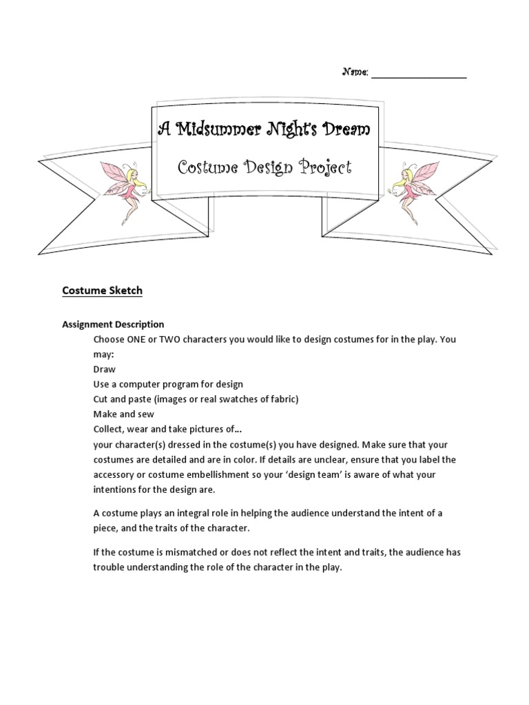 Costume Design Project New 2017 | PDF | Costume | Costume Design