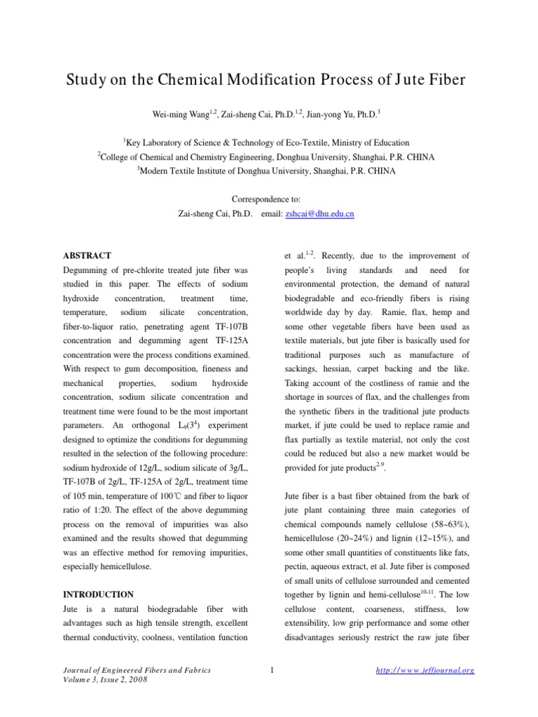 Optimizing Jute Fiber Degumming Process | PDF | Jute | Fibers