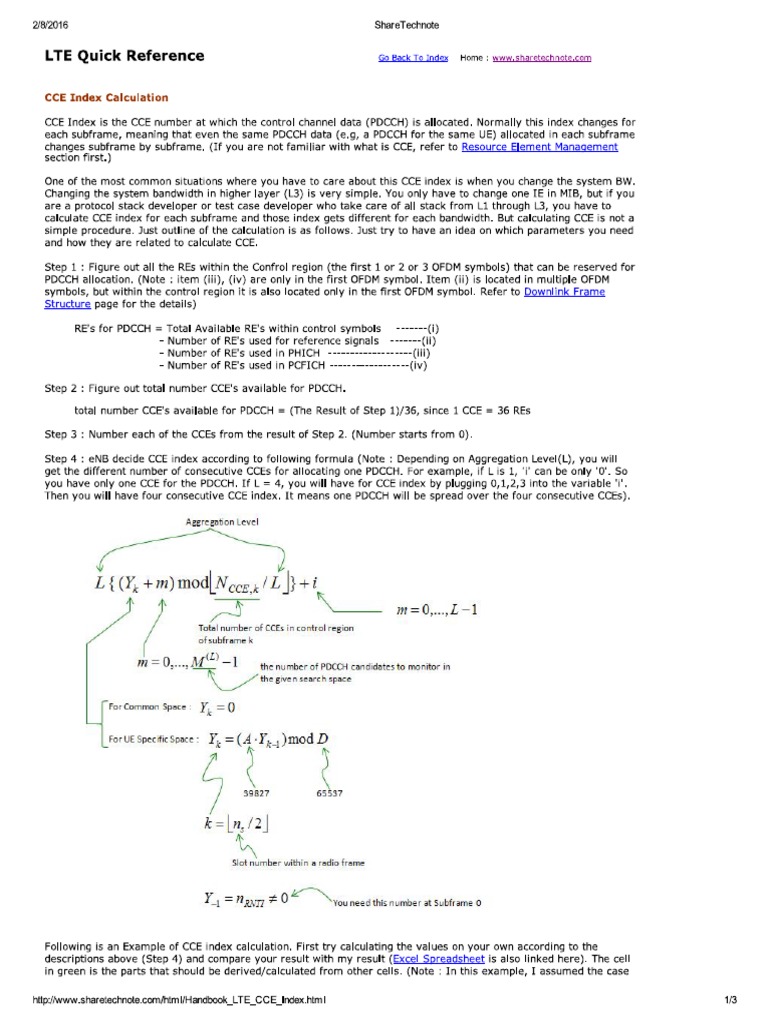 LTE CCE Index Calculation | PDF