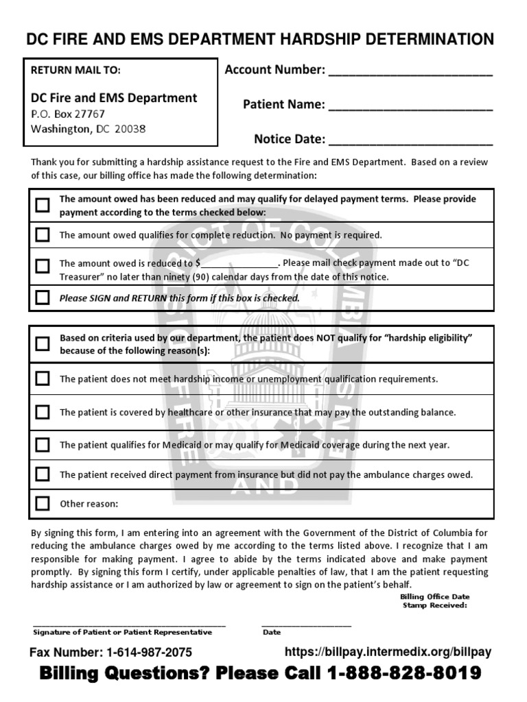 DC-FEMS Hardship Determination Form | Download Free PDF | Medicaid ...