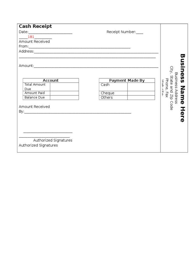 Cash Receipt: Account Payment Made by | PDF