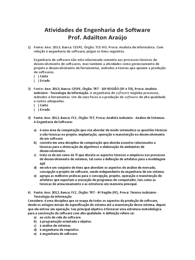 Atividades e Conceitos Fundamentais da Engenharia de Software | PDF ...