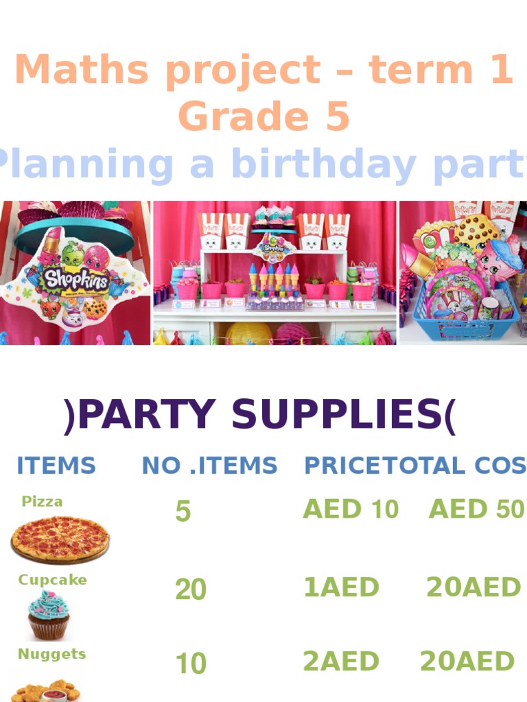 Maths Project - Term 1 Grade 5: Planning A Birthday Party | PDF ...