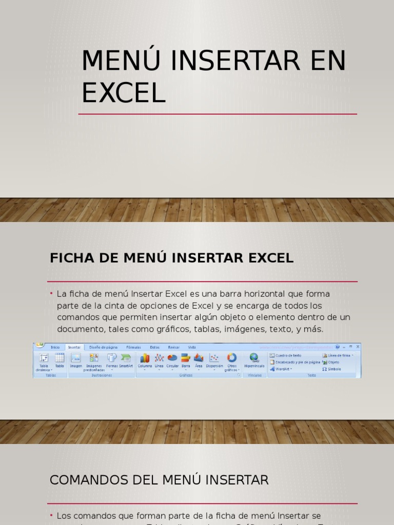 Menú Insertar en Excel | Descargar gratis PDF | Tabla (base de datos ...