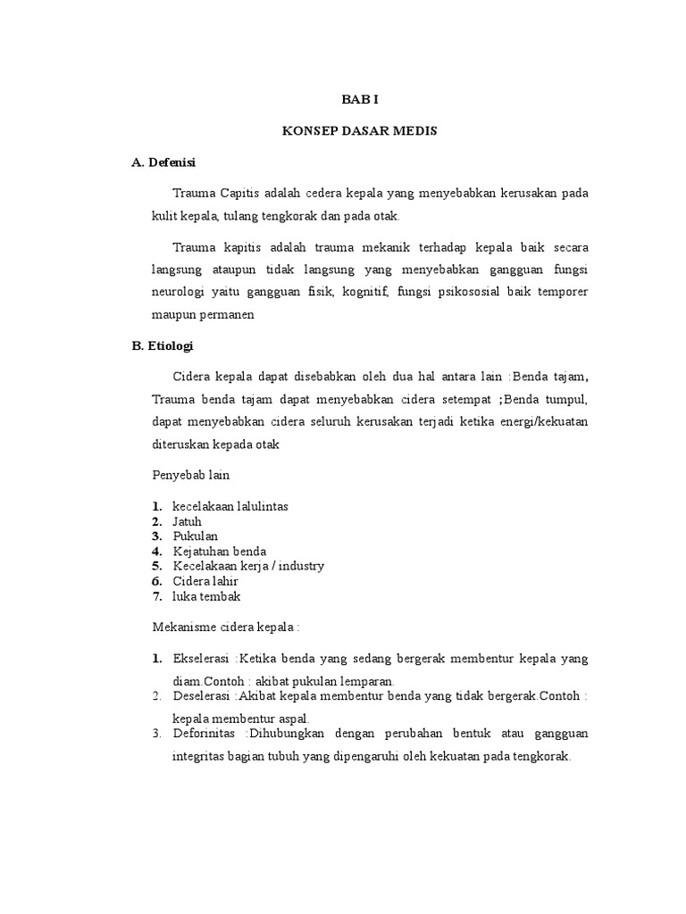 Trauma Capitis: Definisi dan Gejala | PDF