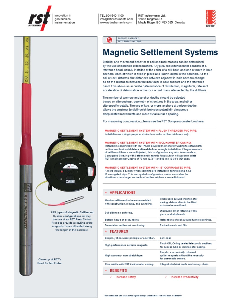Magnetic Settlement Systems LetterSize SSB0001O | PDF | Borehole ...