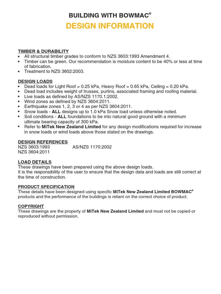 Building With BOWMAC Design Information | PDF | Home & Garden ...