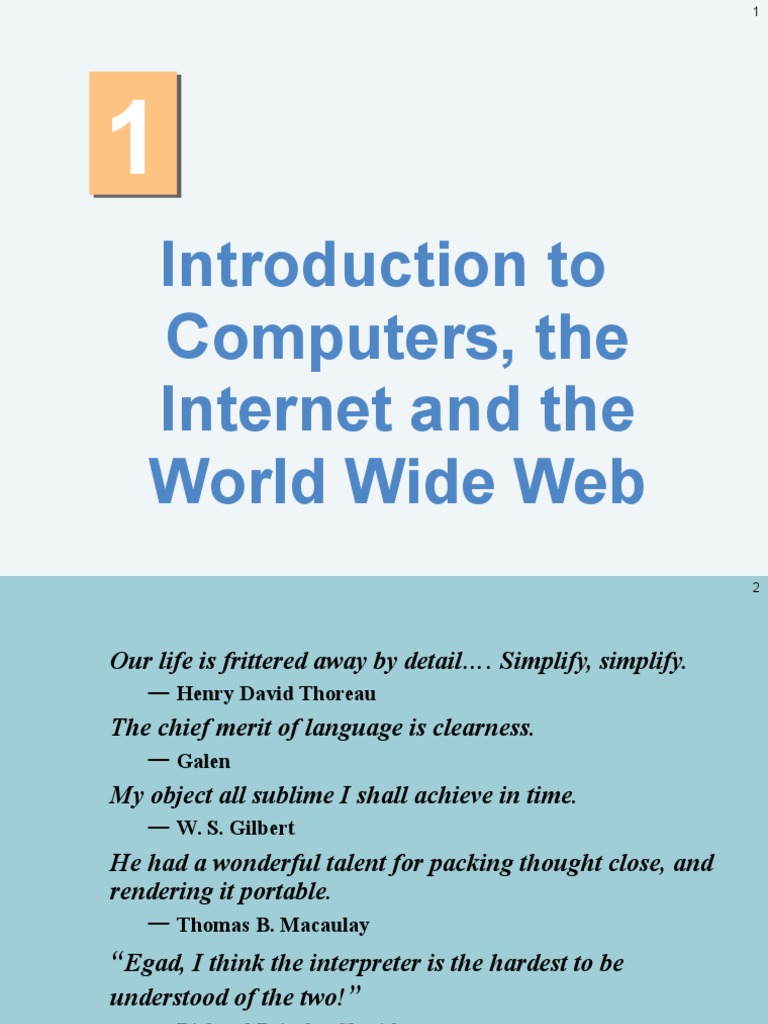 Introduction To Computers, The Internet and The World Wide Web | PDF ...