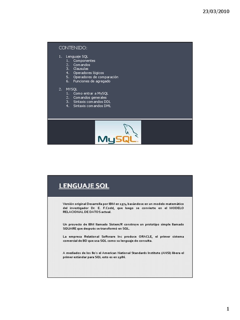 Comandos DDL y DML MySQL | PDF | SQL | Datos de computadora