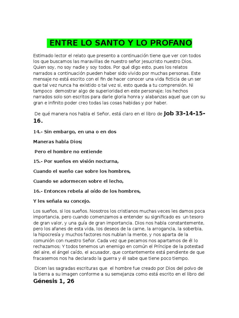 Entre Lo Santo y Lo Profano | Descargar gratis PDF | Oración | Dios