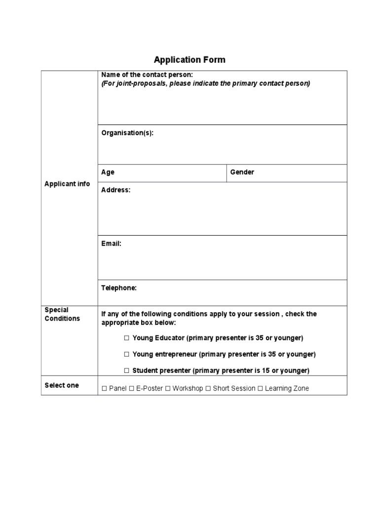 Application Form: (For Joint-Proposals, Please Indicate The Primary ...