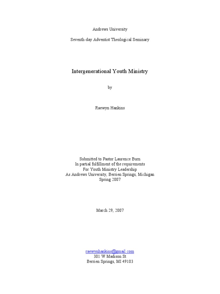 Intergenerational Youth Ministry Insights | PDF | Disciple ...