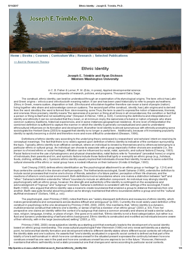 Ethnic Identity - Joseph E. Trimble, PH | PDF | Identity (Social ...