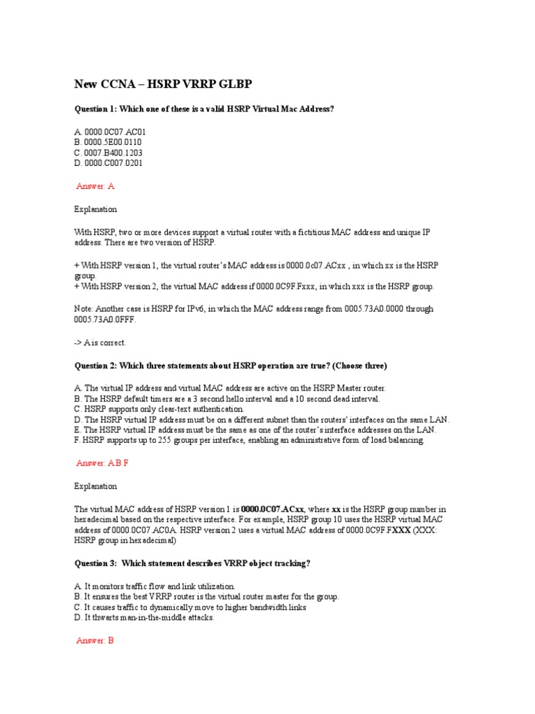 Ccna Questions Pdf Osi Model Computer Network