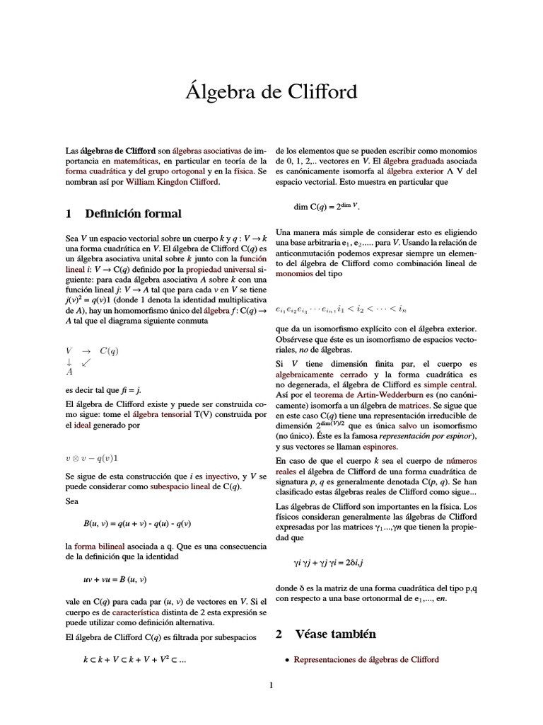 Álgebra de Clifford | Descargar gratis PDF | Estructuras algebraicas ...
