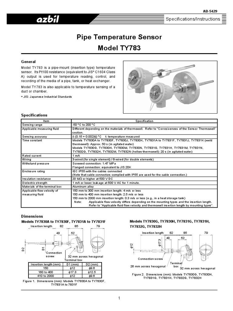 AB-5429 Pipe Temp Sensor-1 | Download Free PDF | Electrical Wiring ...