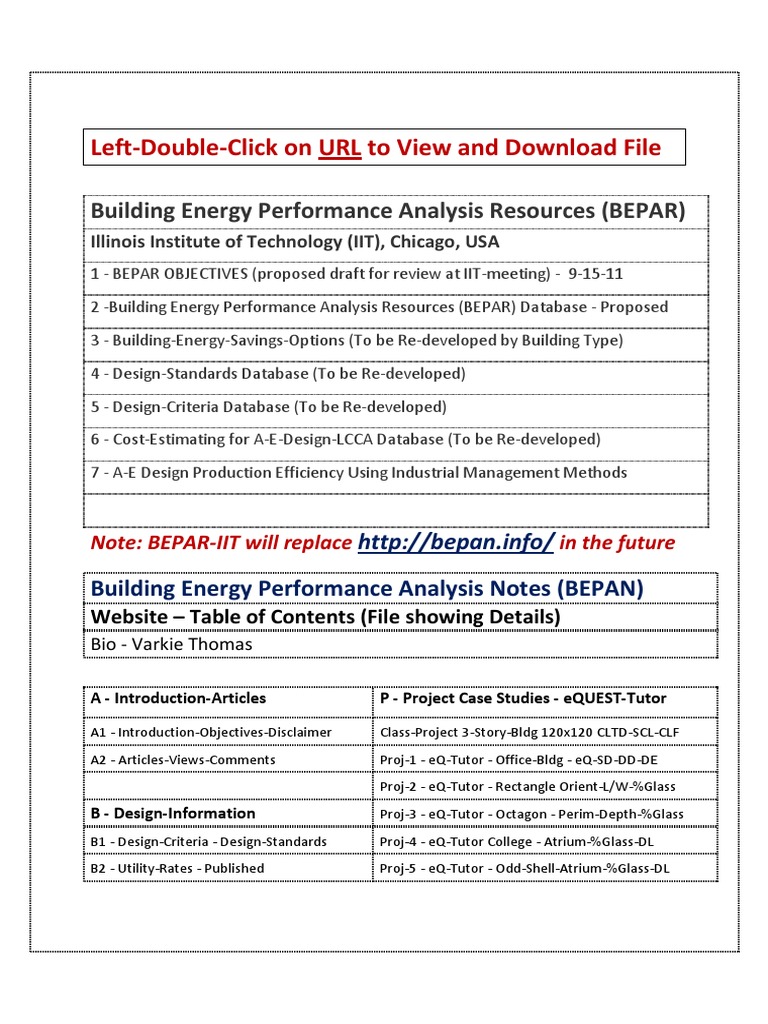 0 - BEPAN - Building Energy Performance Analysis Notes - Contents ...