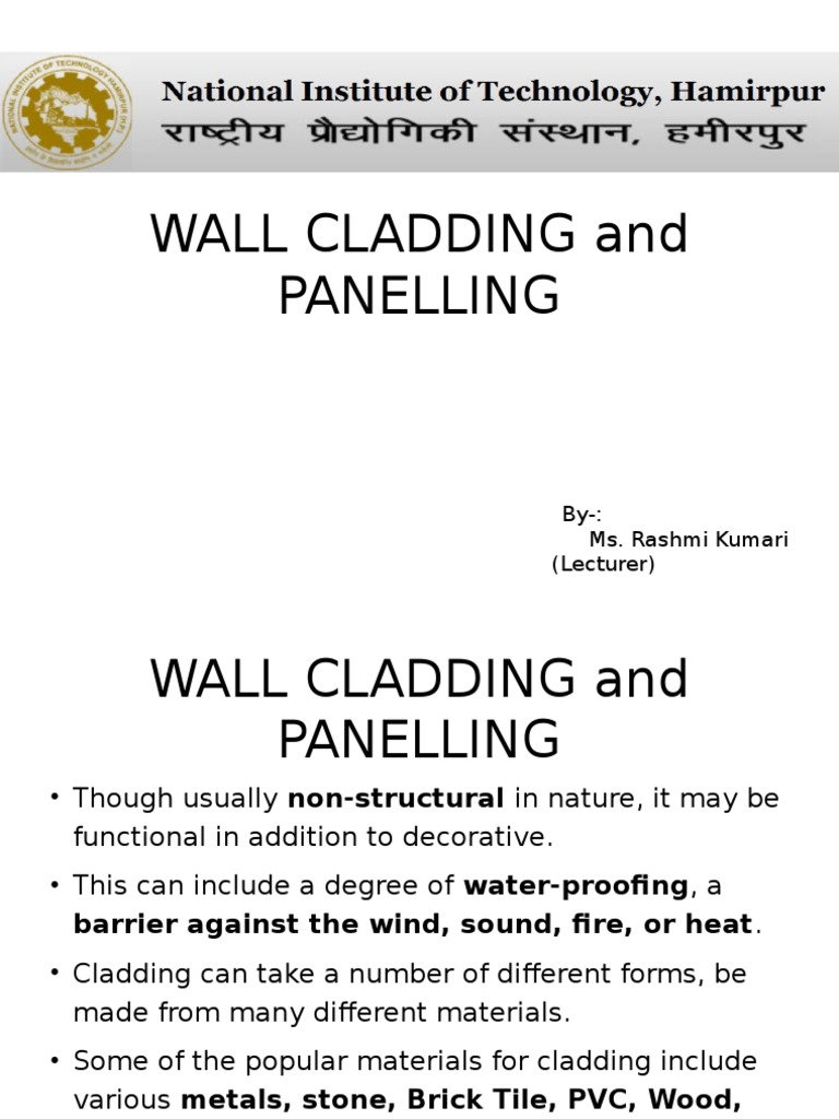 Types of Wall Cladding and Details | PDF