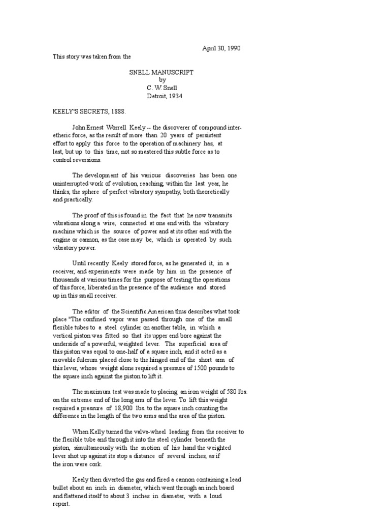 Snell Manuscript (Keelys Secrets) | PDF | Luminiferous Aether | Light