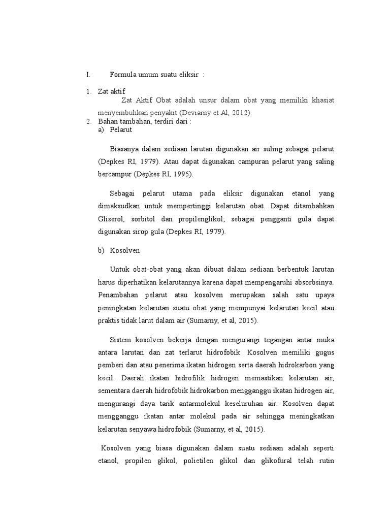 Formulasi dan Komponen Eliksir Obat | PDF