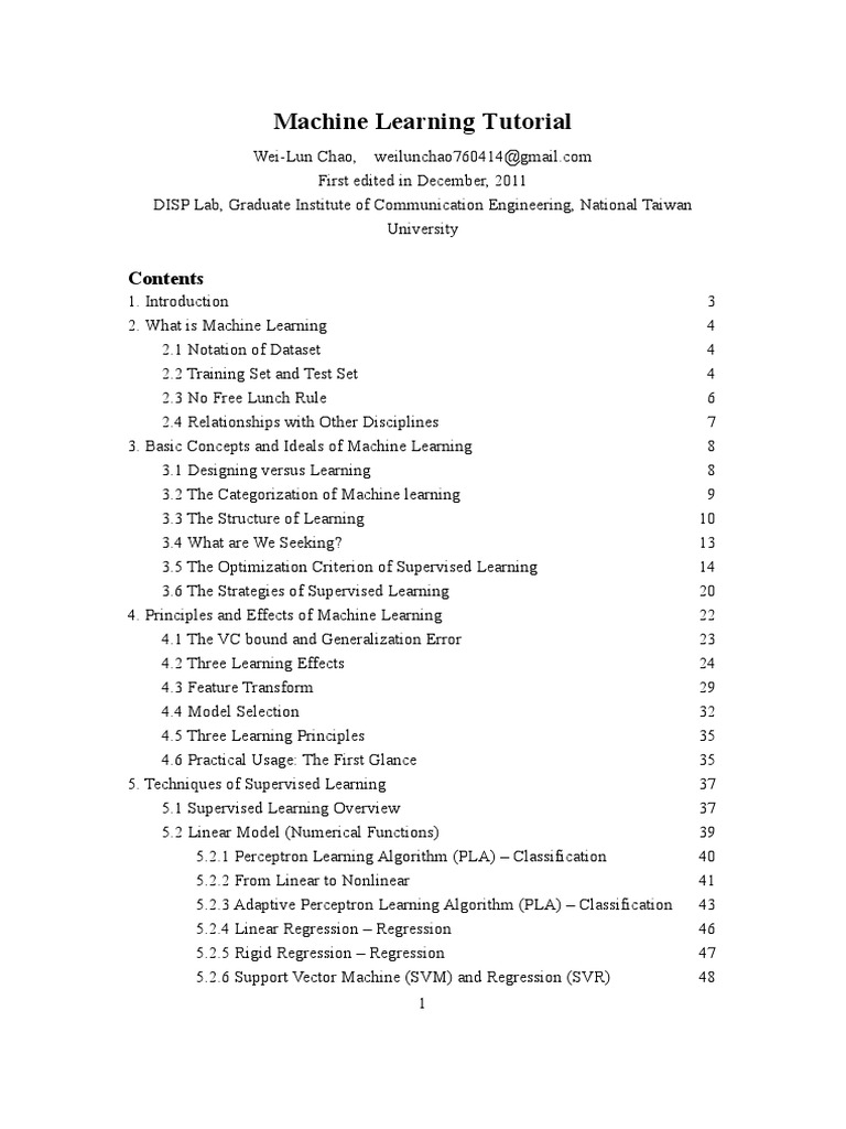 Machine Learning Tutorial PDF | PDF | Machine Learning | Test Set