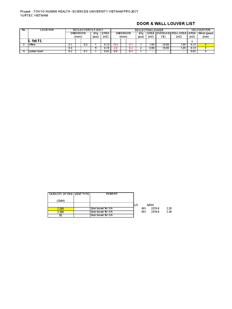 6-Door Louver Size Calculation | PDF