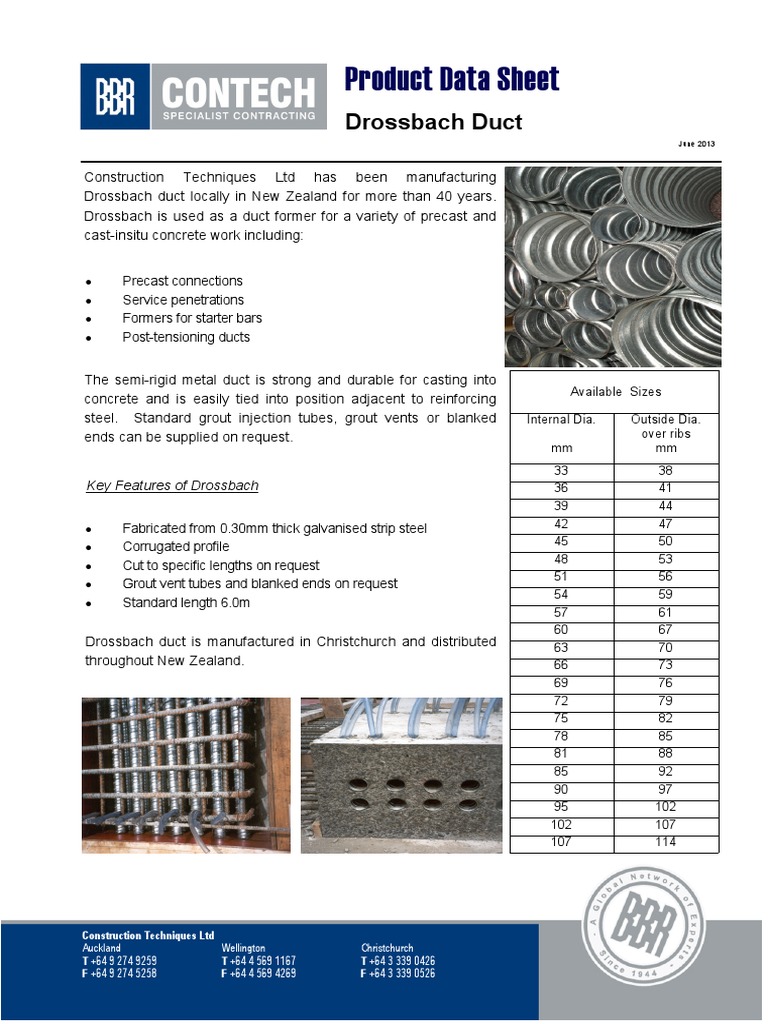 Drossbach Duct June 2013 | Duct (Flow) | Prestressed Concrete