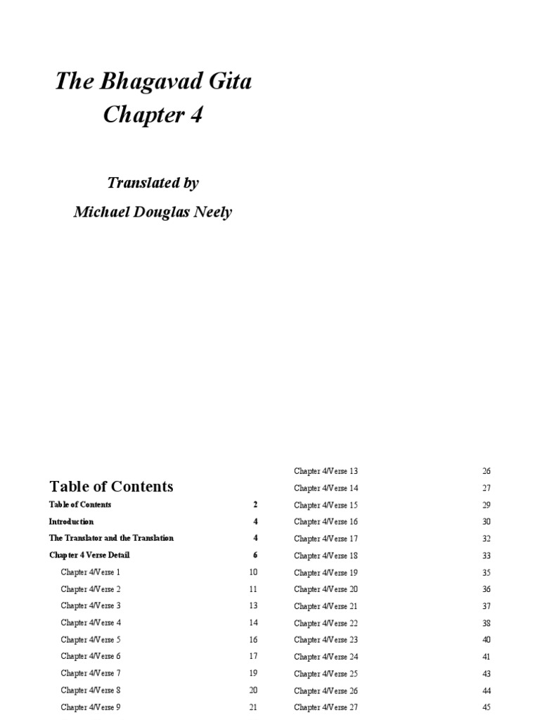 The Bhagavad Gita-Chapter 4: Word-for-Word Translation With Grammatical ...