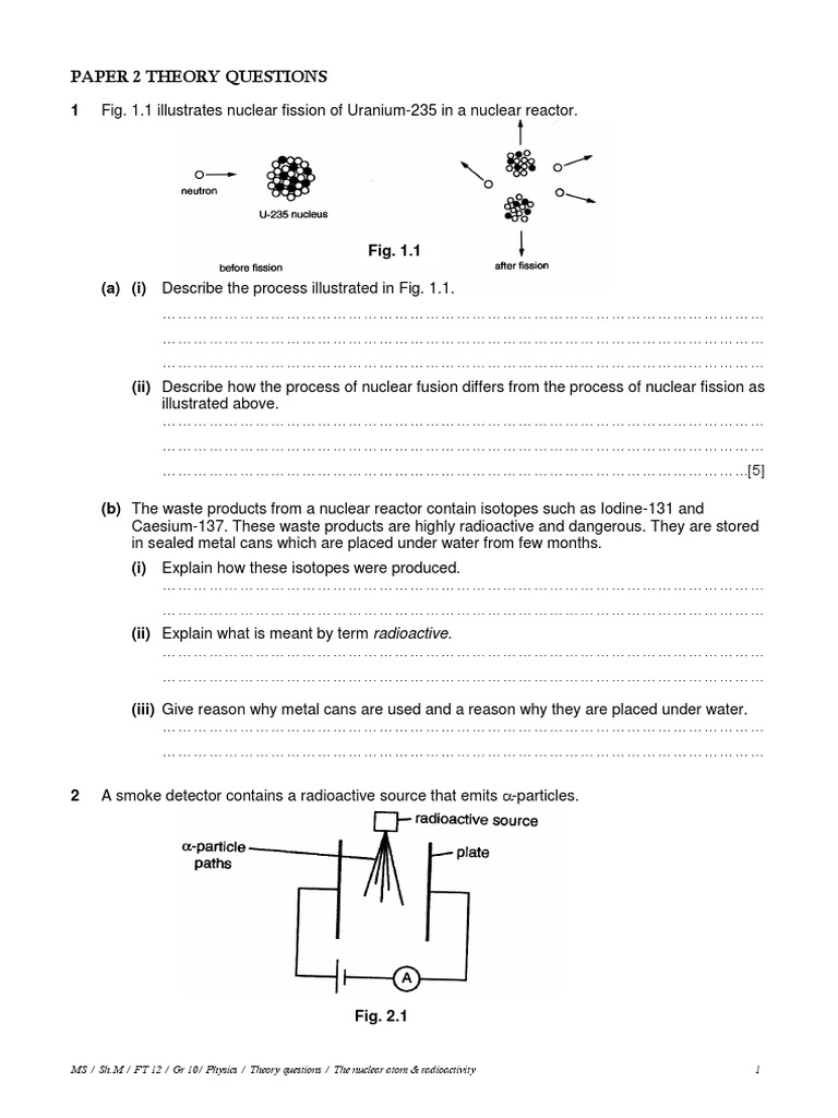 FT 12 Gr10 P2 Qs (Radioactivity) | PDF | Atomic Nucleus | Isotope