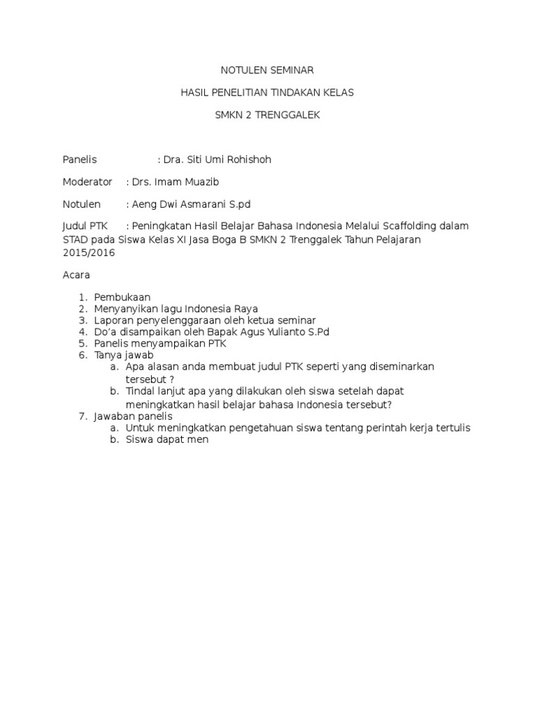 Notulen Seminar | PDF