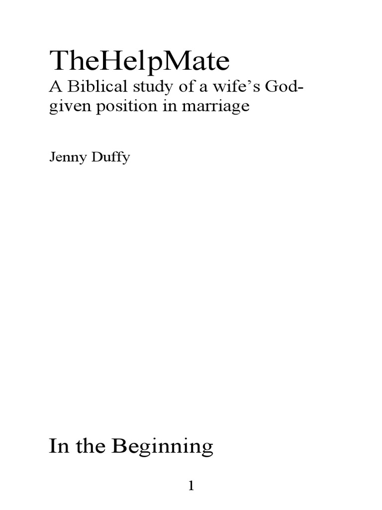 The Help Mate (Book) | PDF | Adam | Wife