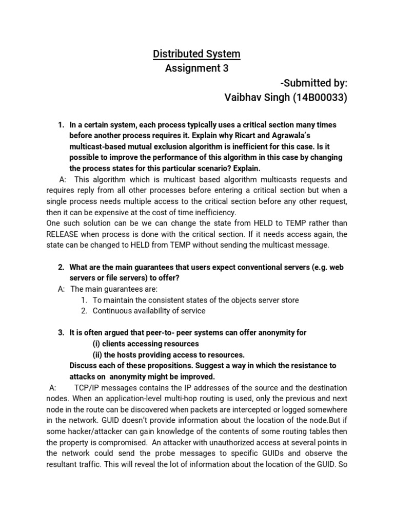 Distributed System Assignment 3 | PDF | Multicast | Network Architecture