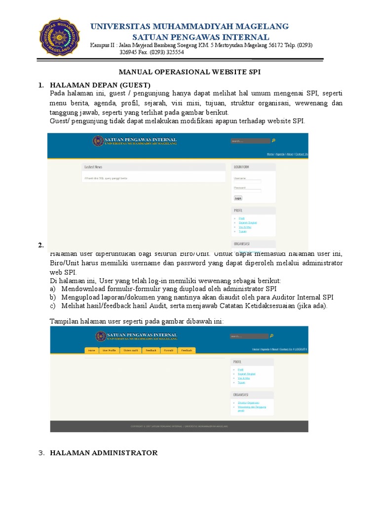 Contoh Manual Operasional Website | PDF