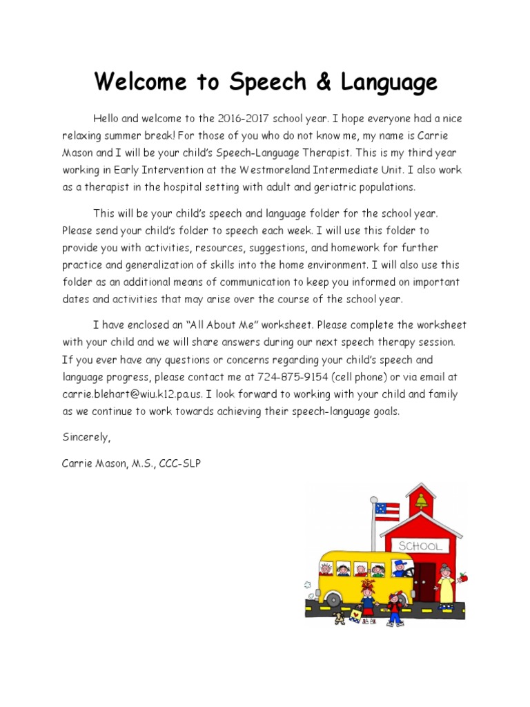 Welcome Speech for Speech Therapy | PDF | Language Arts & Discipline ...