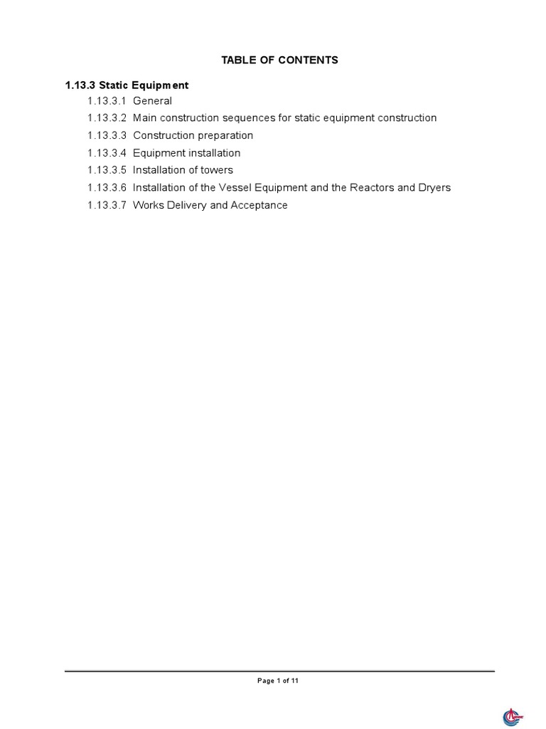 Static Equipment Installation Guide | PDF | Specification (Technical ...