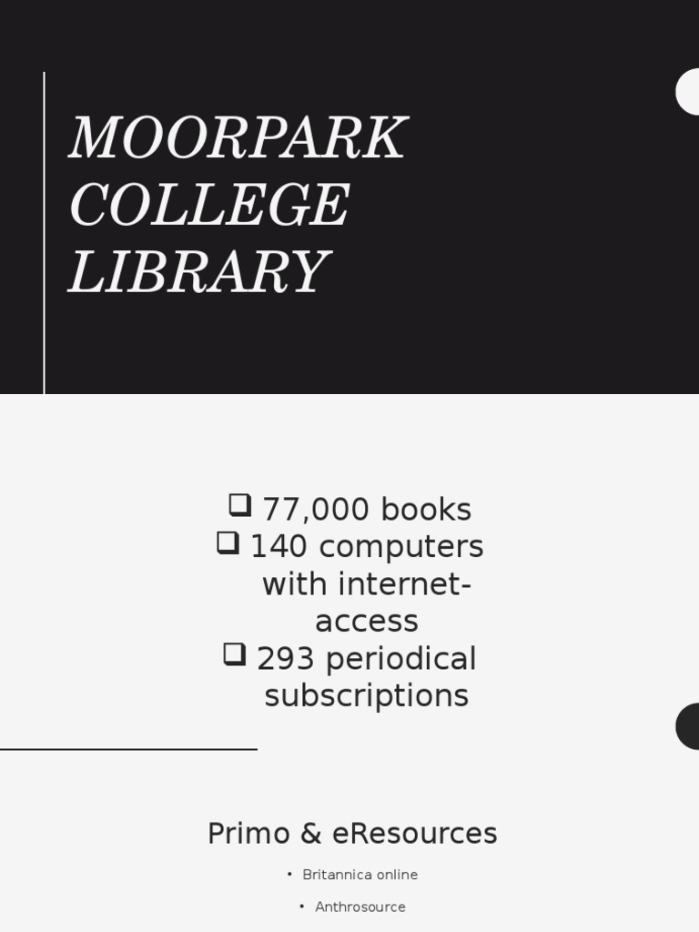 Moorpark College Library Resources | PDF