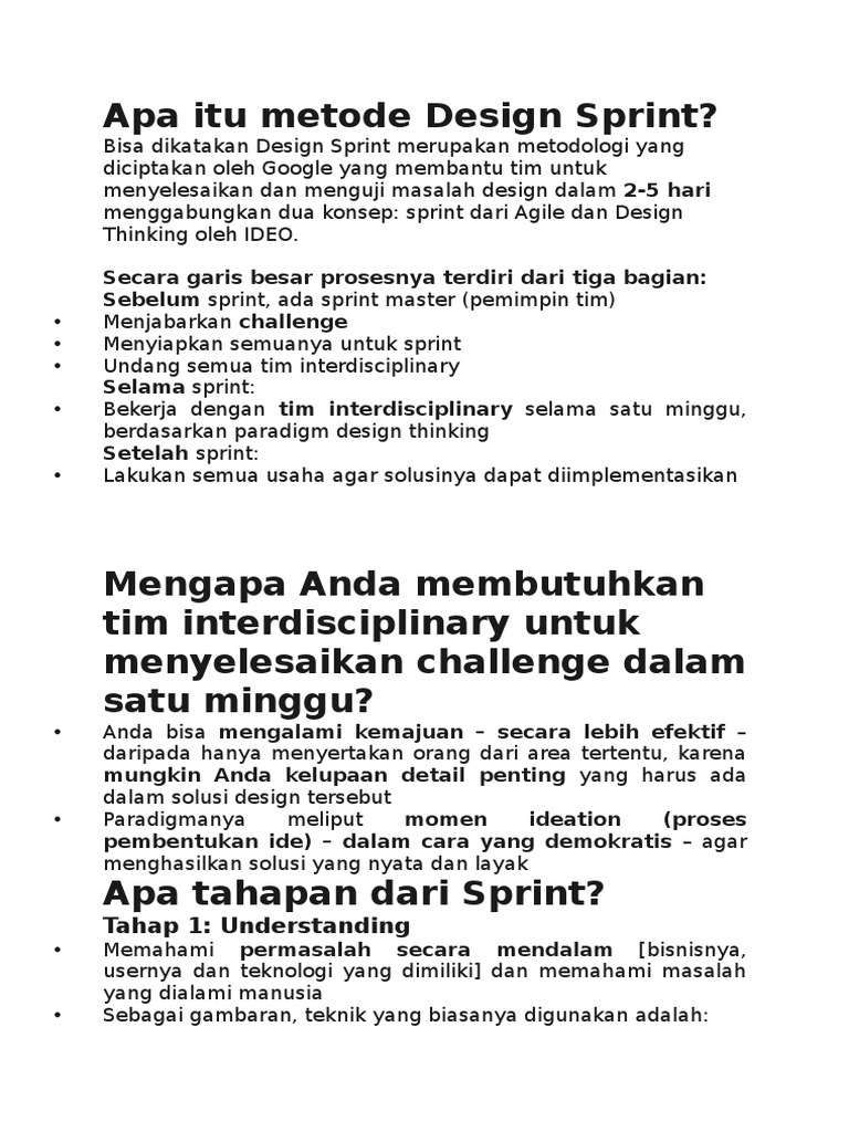 Apa Itu Metode Design Sprint | PDF