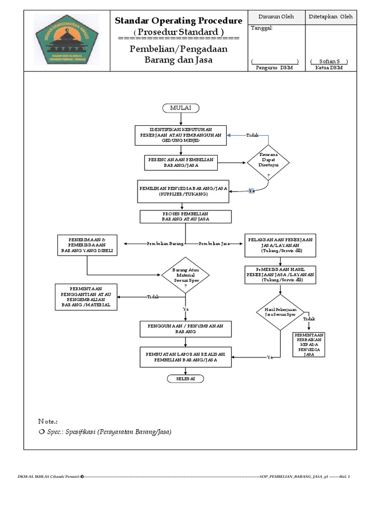Sop Pembelian Barang Jasa Y1 | PDF