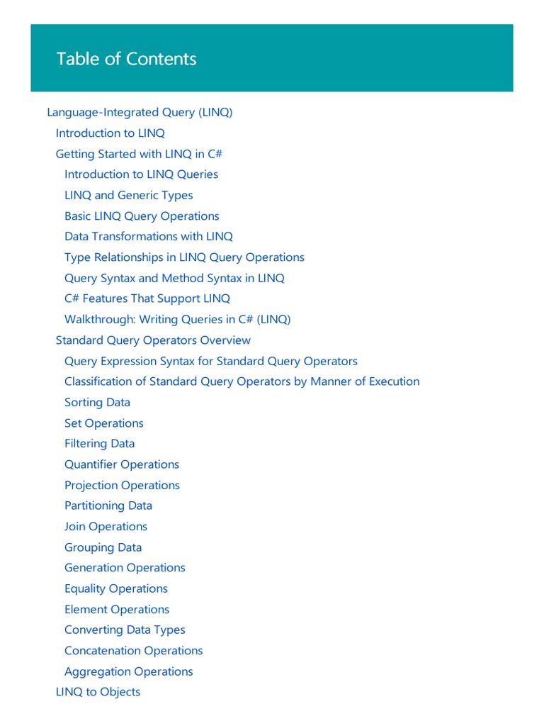 LINQ C# Microsoft Docs | Download Free PDF | Language Integrated Query | C Sharp (Programming ...